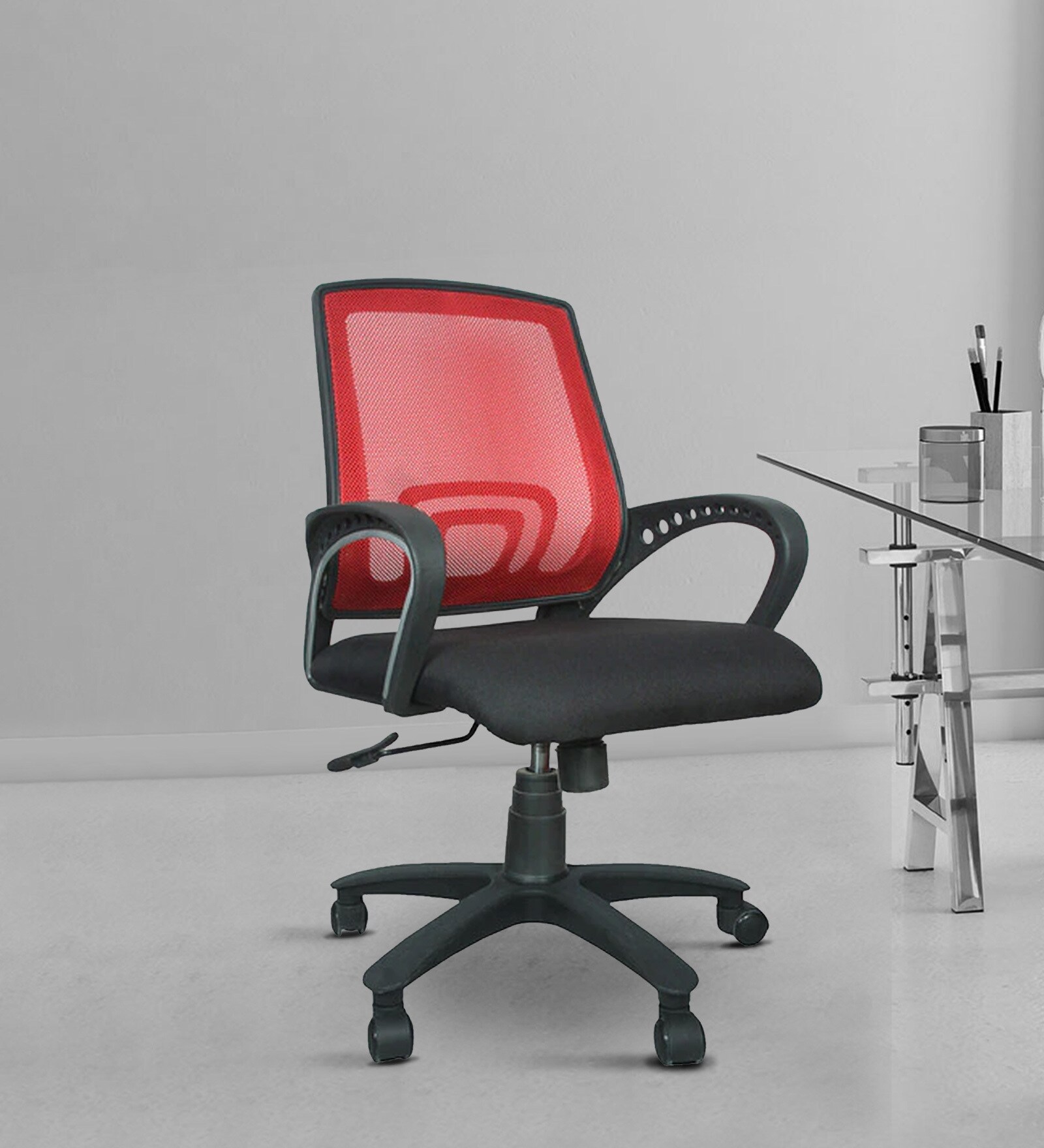 Buy Max Low Back Ergonomic Chair In Black & Red Colour at 40% OFF by ...