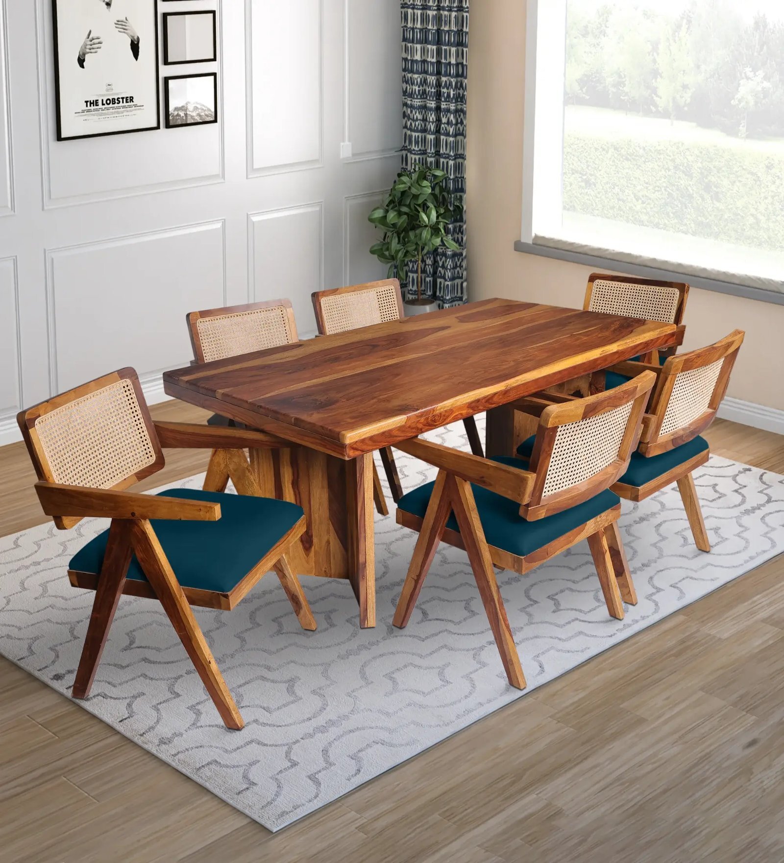 Buy Maylane Solid Wood Dining Set In Crowberry Blue Color at 11% OFF by ...