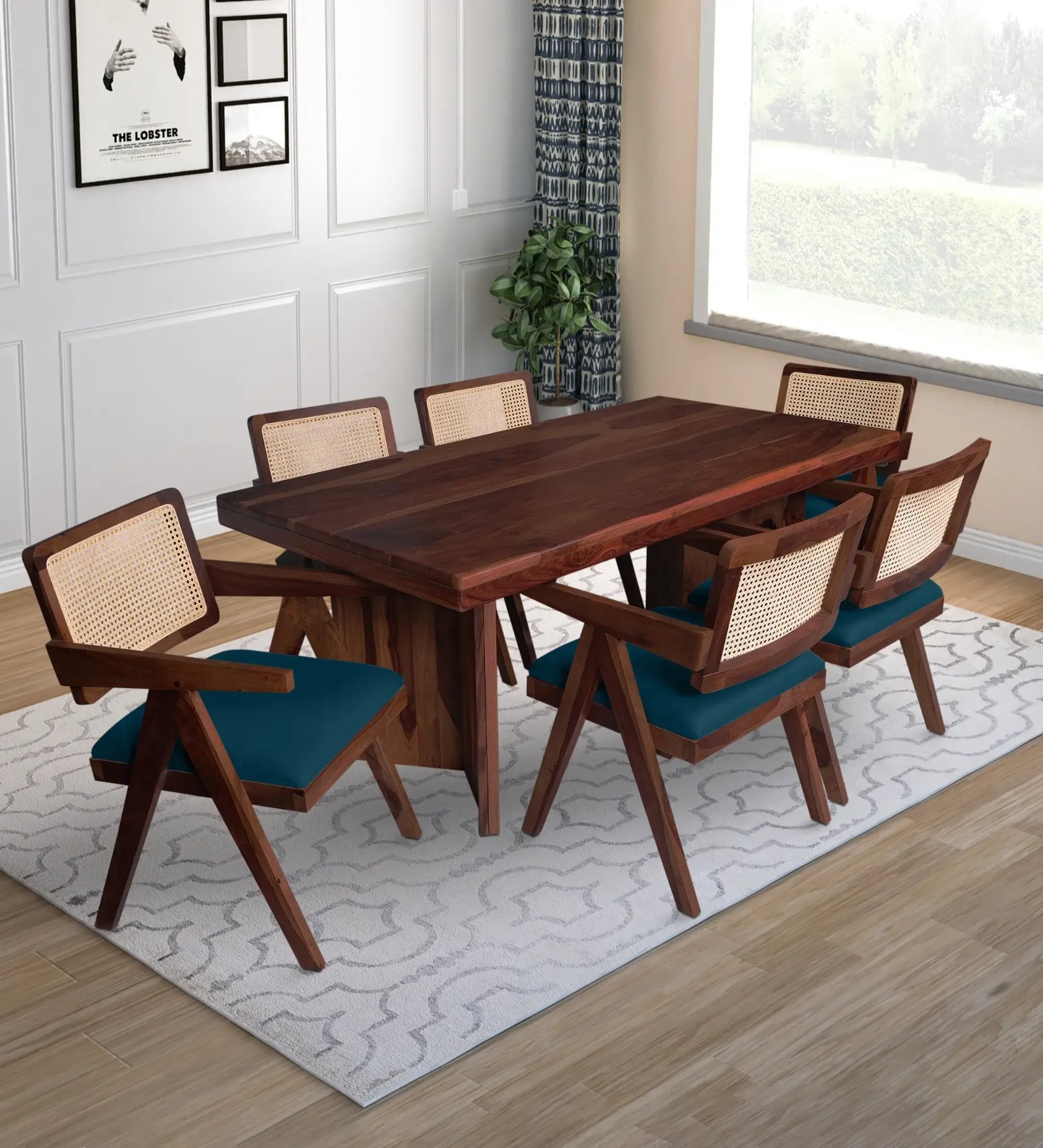 Buy Maylane Solid Wood DiningSet In Crowberry Blue Color at 11% OFF by ...