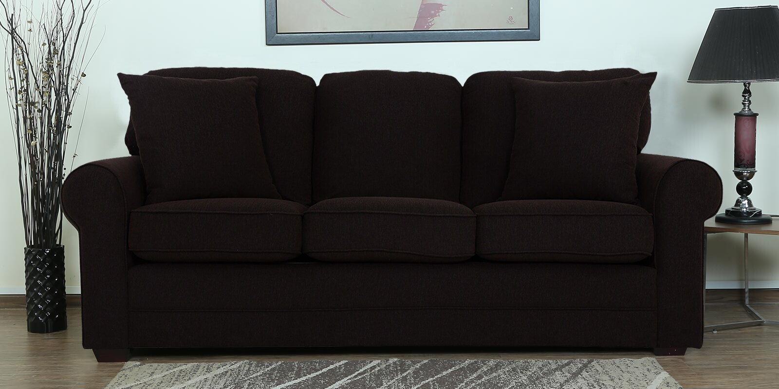 Buy Madeira 3 Seater Sofa in Chestnut Brown Colour - CasaCraft at 3% ...
