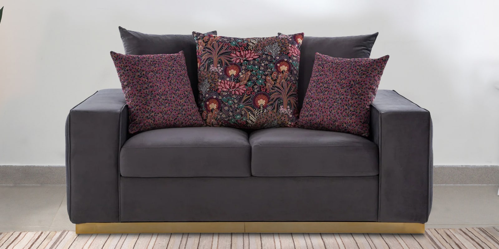 Buy Madison Velvet 2 Seater Sofa in Dark Grey Colour at 4% OFF by ...