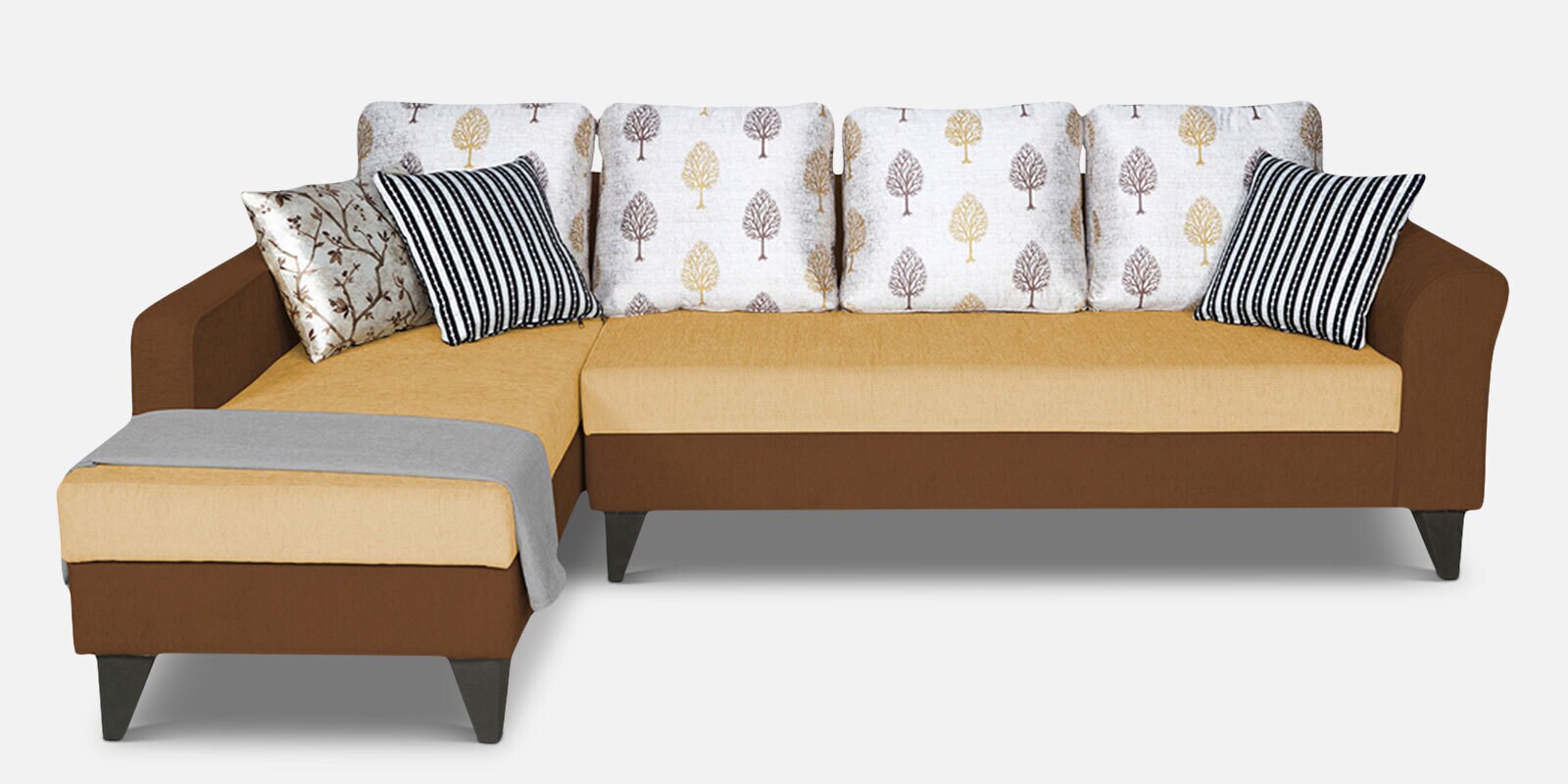 Buy Magneto Fabric RHS Sectional Sofa ( 3+ Lounger) in Brown & Beige ...