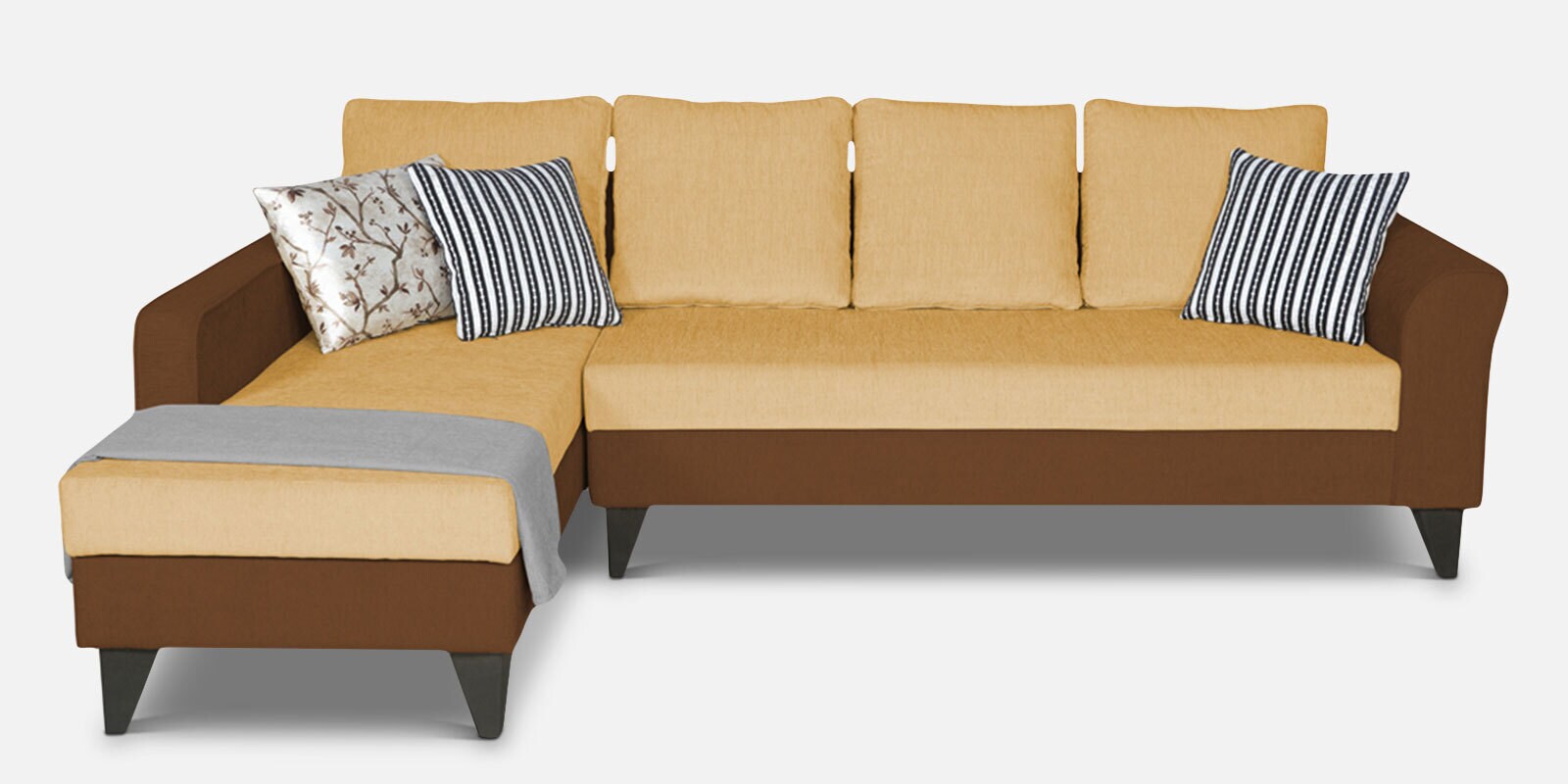 Buy Magneto RHS Sectional Sofa 6 Seater Sofa In Brown & Beige Colour at ...