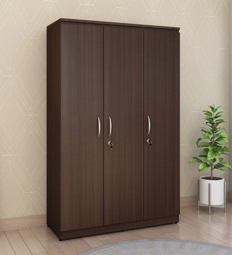 Buy Magnus 3 Door Wardrobe in Dark Elm Finish by Crystal Furnitech ...