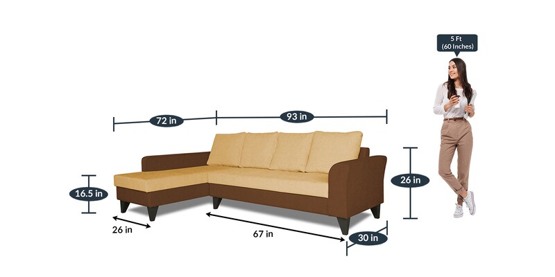 Buy Magneto RHS Sectional Sofa 6 Seater Sofa In Brown & Beige Colour By ...