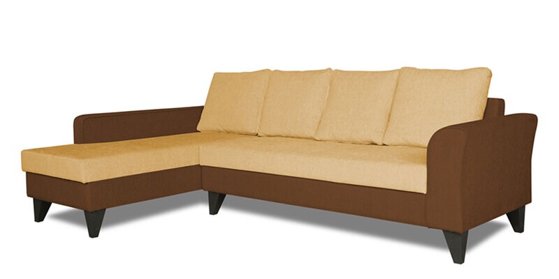 Buy Magneto RHS Sectional Sofa 6 Seater Sofa In Brown & Beige Colour By ...
