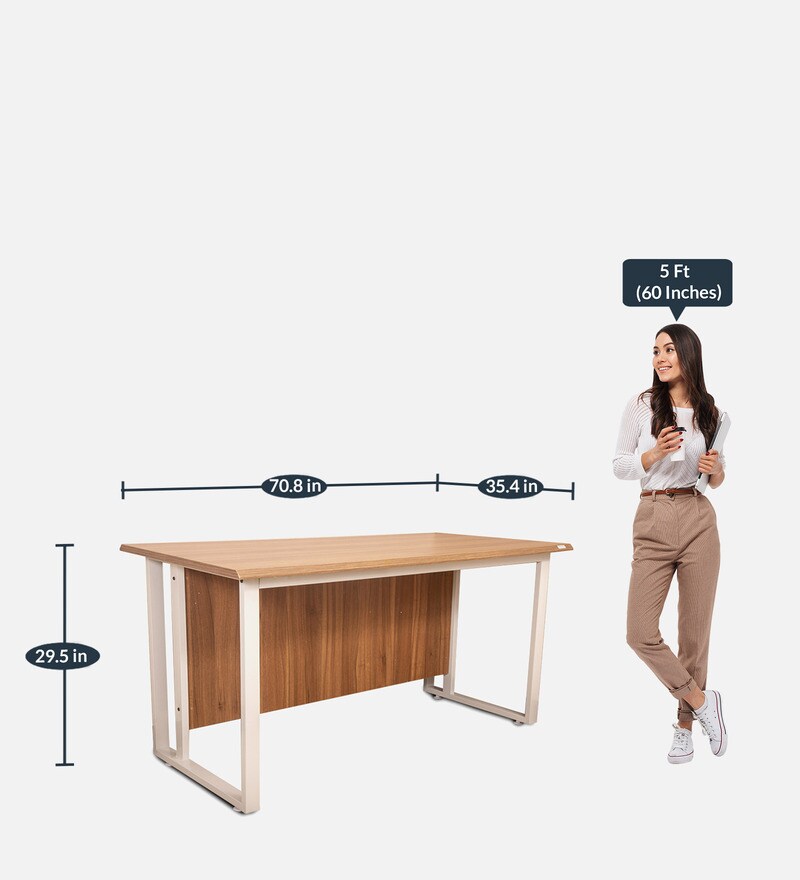 Buy Macro Office Table in Leon Teak Finish by Neudot Online - Executive ...