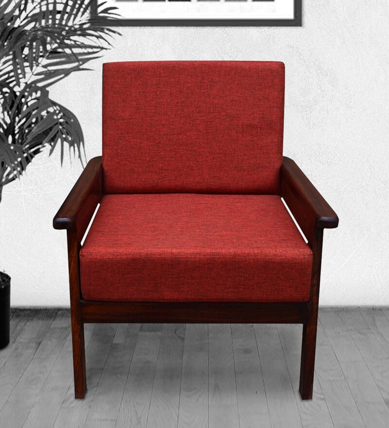 Buy Mademoiselle Sheesham Wood 1 Seater Sofa in Red Finish by LiveStyle ...