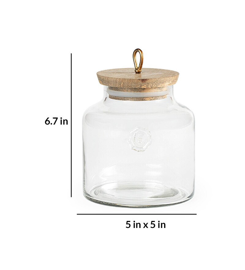Buy Madin 500ml Glass Jar Container with Wooden Lid by Ellementry ...