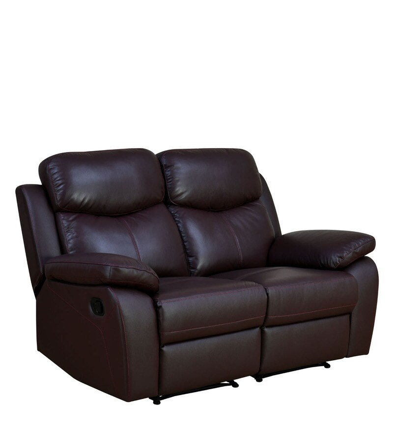 Buy Mandy Leather Manual 2 Seater Recliner in Burgundy Colour by @home ...