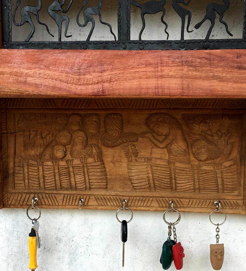 Buy Mango Wood One Tiered Wall Shelf In Natural Finish By Chinhhari ...