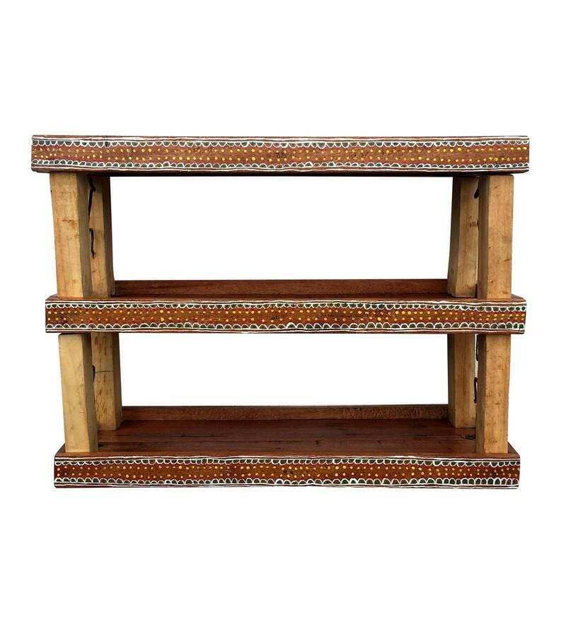 Buy Mango Wood Three Tiered Wall Shelf In Natural Finish By Chinhhari ...