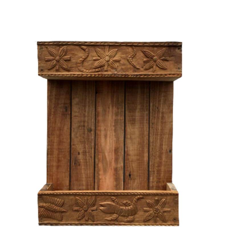 Buy Mango Wood Two Tiered Wall Shelf In Natural Finish By Chinhhari ...