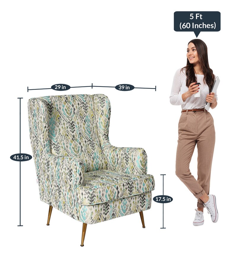 Buy Maria Fabric Wing Chair In Multicolour By Casacraft Online - Wing ...