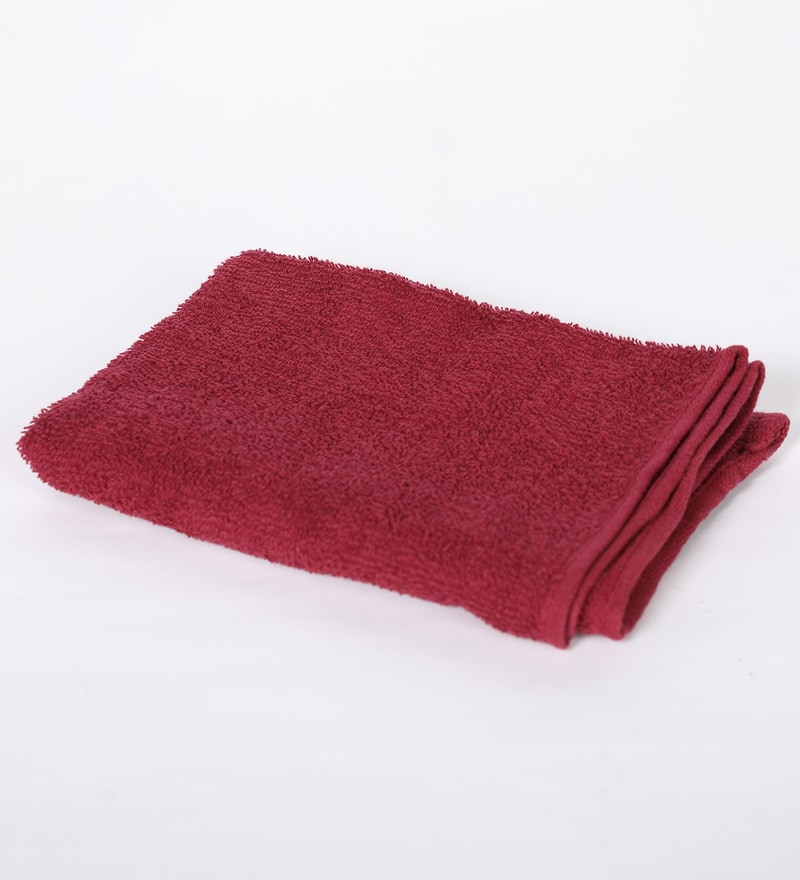Buy Maroon Solid 380 GSM Cotton 4 Pieces Towel Set by Raymond Home ...