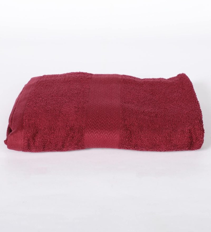 Buy Maroon Solid 380 GSM Cotton 4 Pieces Towel Set by Raymond Home ...