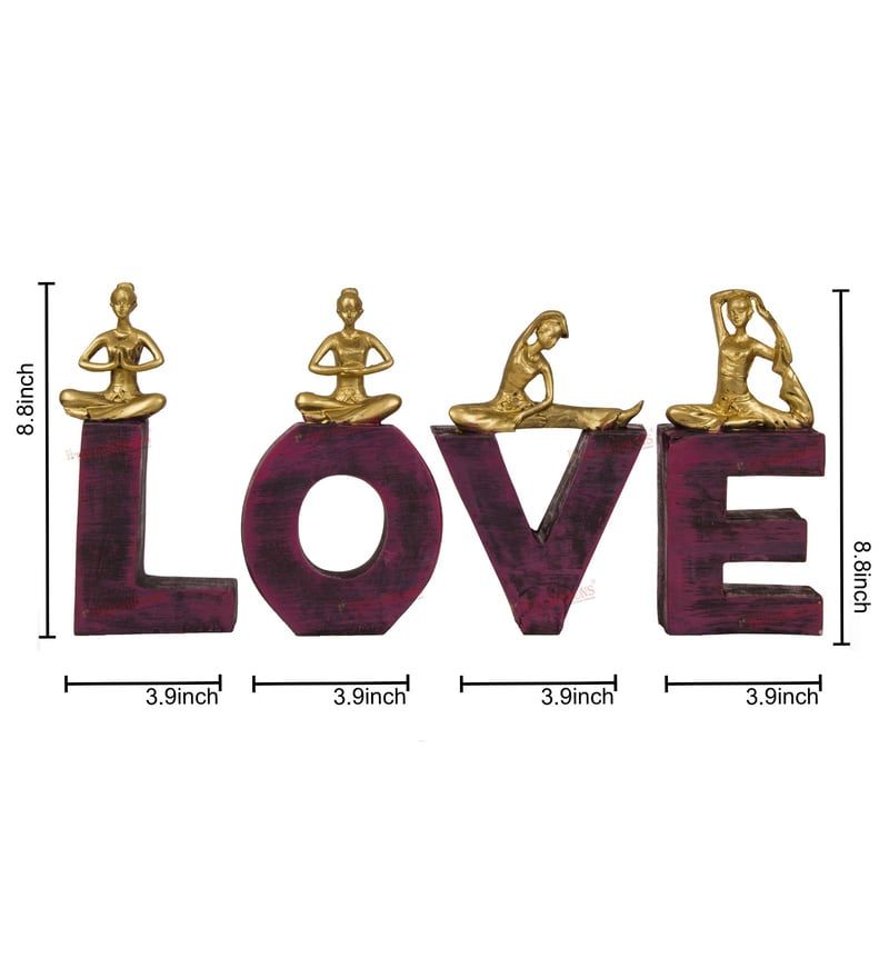 Buy Maroon Gold Love Sign with Attached Yoga Lady Polyresin Figurine by ...