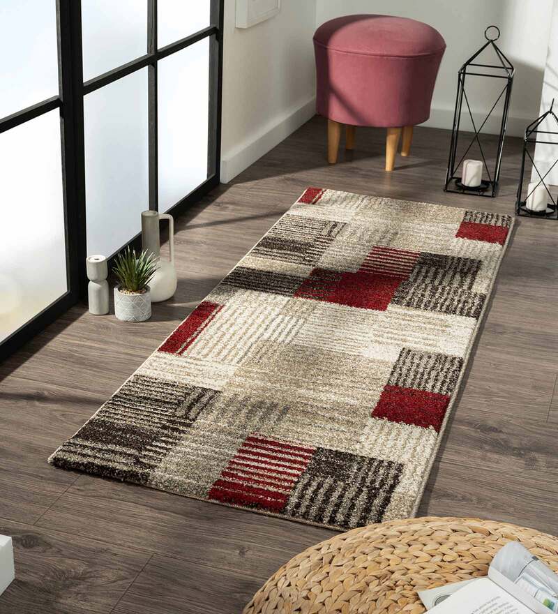 Buy Maroon Polypropylene 5 x 2 Feet Machine Bedside Runner By ...