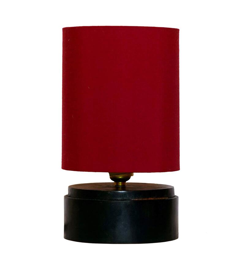 Buy Maroon Shade Table Lamp With Wood Base By BrightDaisy Online - Wood ...
