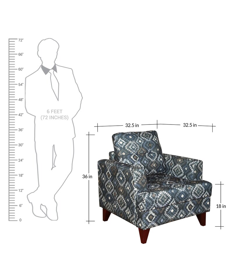 Buy Marta 1 Seater Sofa in Ikkat Print - CasaCraft By Pepperfry Online ...