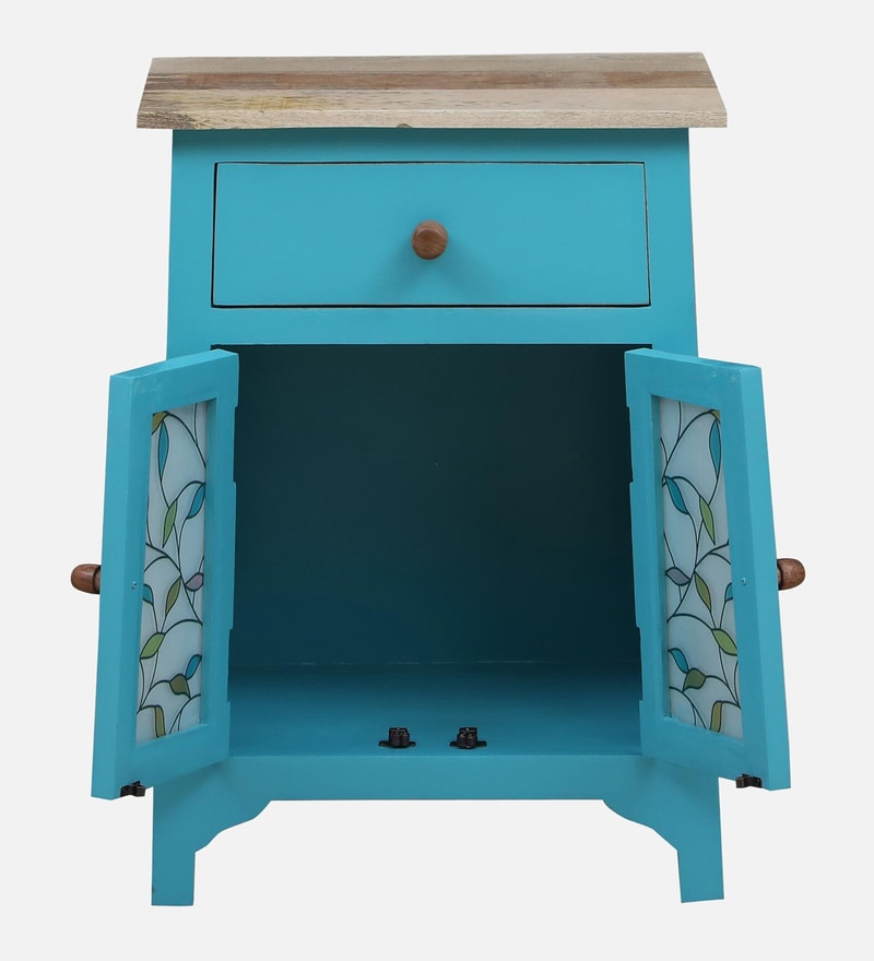 Buy Eloy Solid Wood End Table In Blue Colour Online - Traditional End ...
