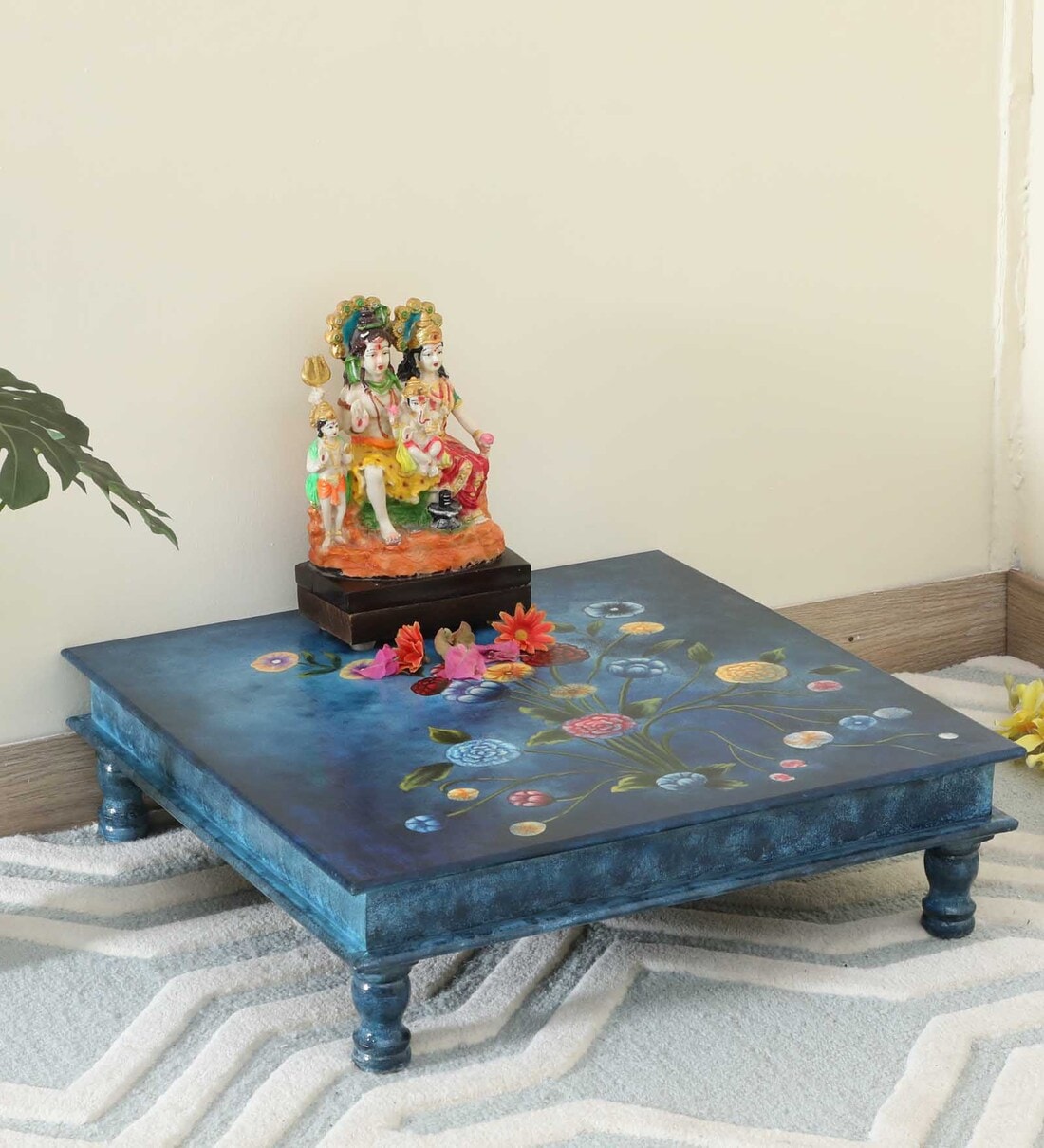 Buy MDF & Mango Wood Blue Handpainted Chowkies at 10% OFF by Ujjwal ...