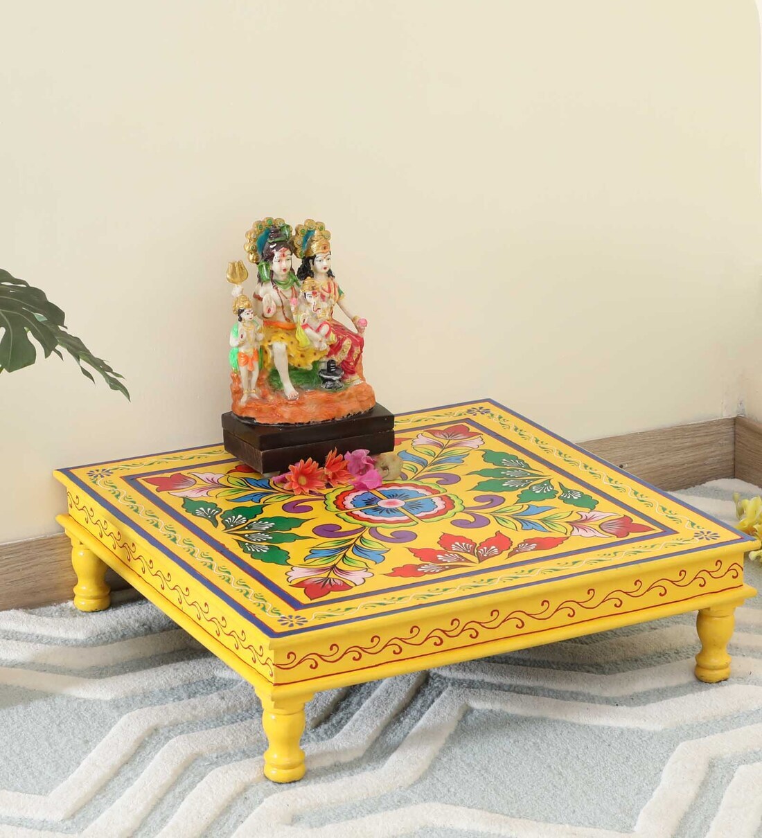 Buy MDF & Mango Wood Yellow Chowkies at 5% OFF by Ujjwal Wood | Pepperfry