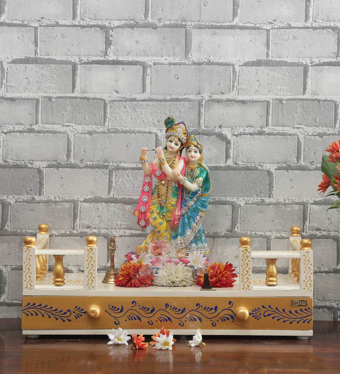 Buy MDF & Sheesham Wood Pooja Shelf In Multivolour By D'Dass Online ...