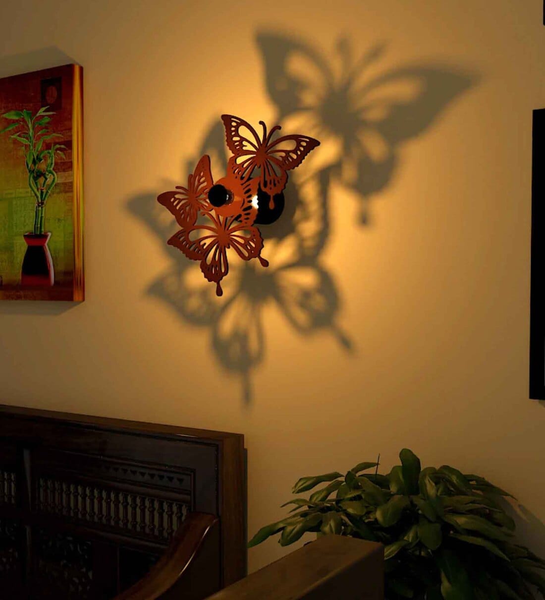 Buy MDF Beautiful butterfly group creative Shadow lamp By Wallmantra at ...