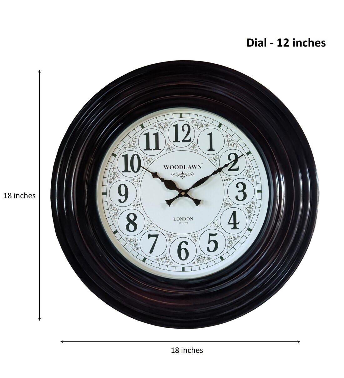 Buy MDF Black Polish Round Antique Wall Clock By Woodlawn Online ...