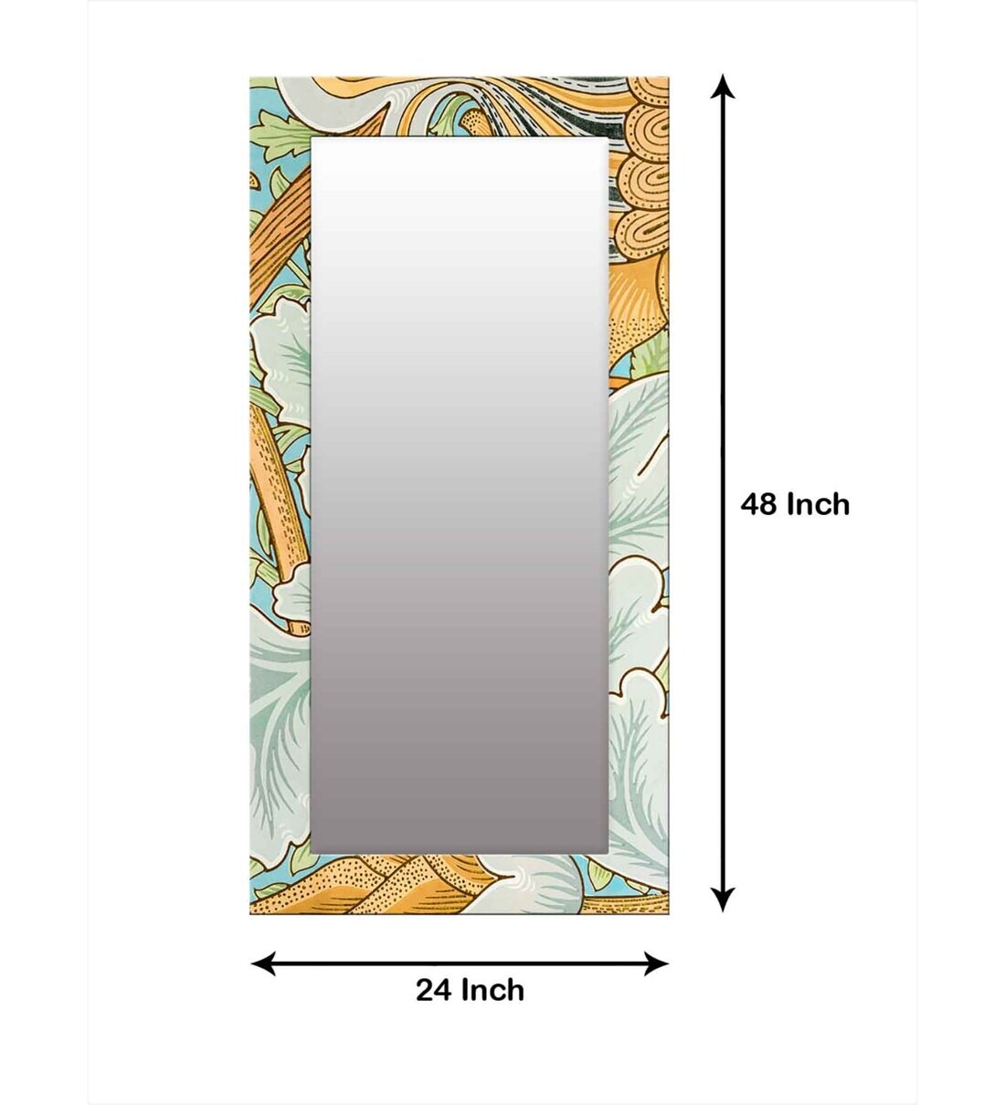 Buy MDF Bohemian Floral 4 Ft Floor Mirror By 999Store Online - Floor ...