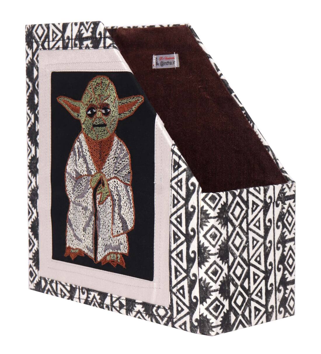 Buy MDF Cartoon Impression Embroidered Magazine Holder In Black By ...