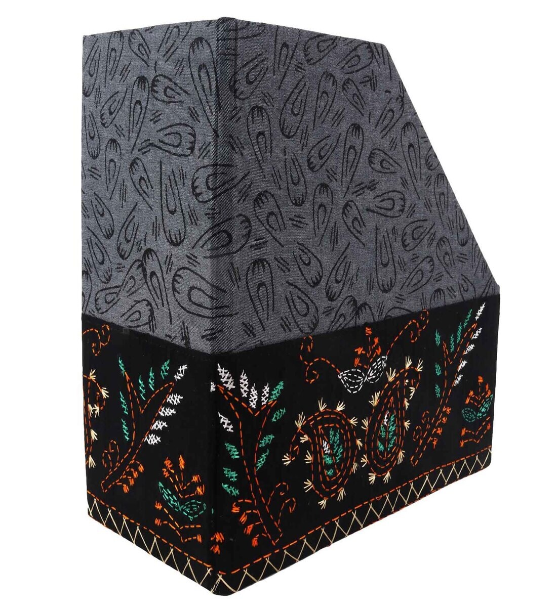 Buy MDF Decorative Hand Crafted Magazine Holder In Black & Grey By ...
