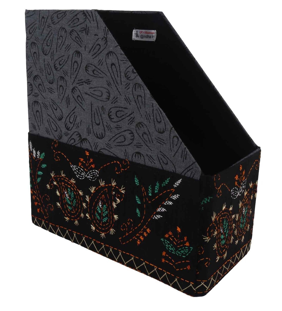 Buy MDF Decorative Hand Crafted Magazine Holder In Black & Grey By ...