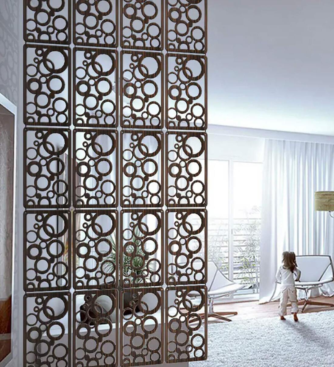 Buy Mdf Engineered Wood Sergio With Wooden Texture Hanging Room Divider ...