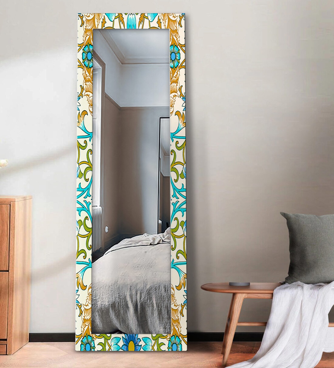 Buy MDF Flower Pattern 6 Ft Floor Mirror By 999Store Online - Floor ...