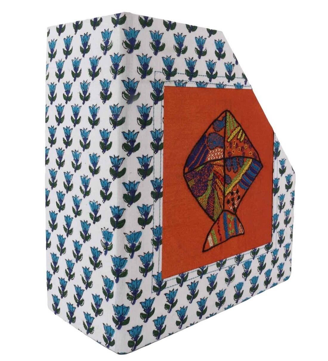 Buy MDF Kite Print Hand Crafted Magazine Holder In White & Orange By ...