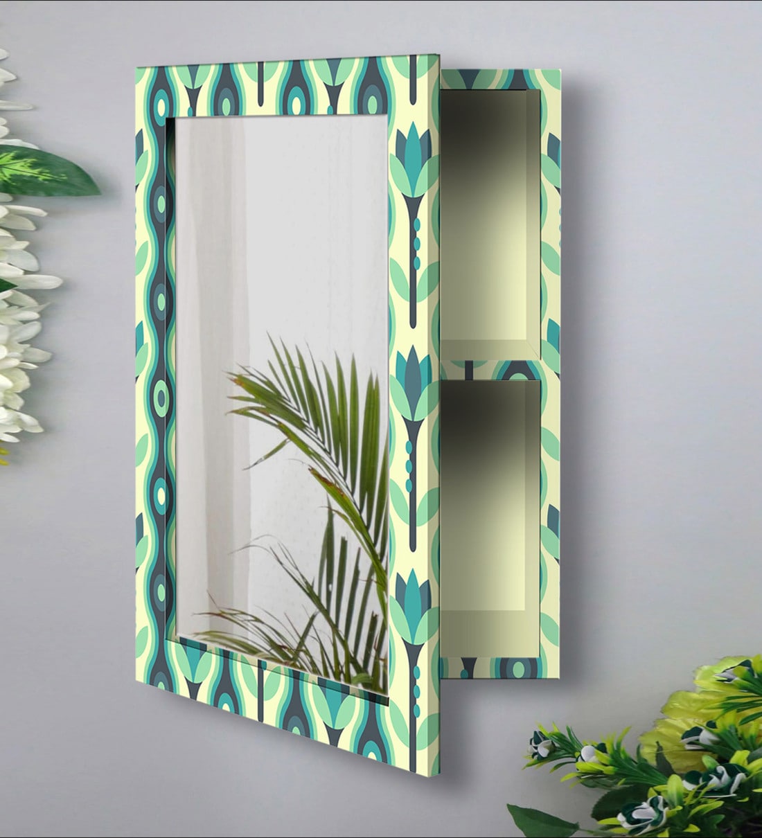 Buy MDF Wall Cabinet With Mirror In Floral By 999Store at 33% OFF by ...