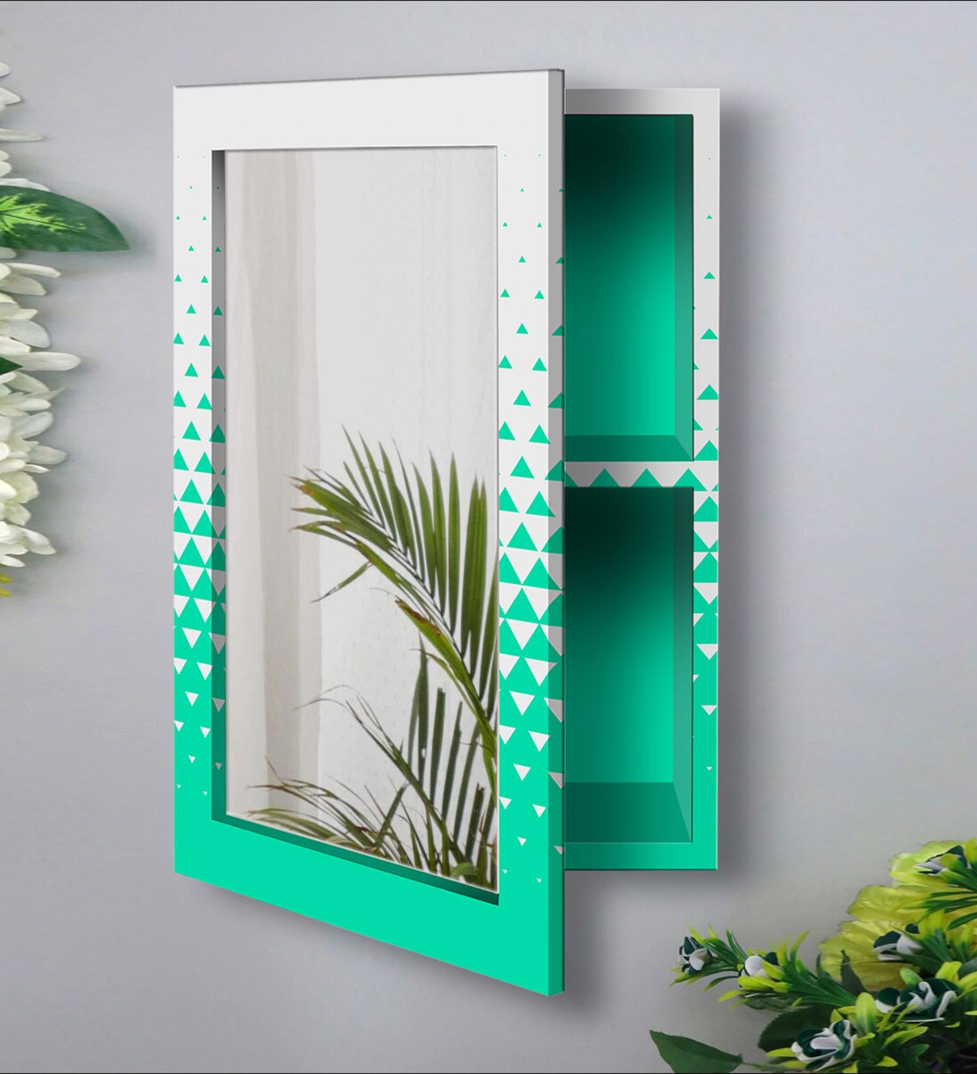 Buy Mdf Wall Cabinet With Mirror In Green at 33% OFF by 999Store ...