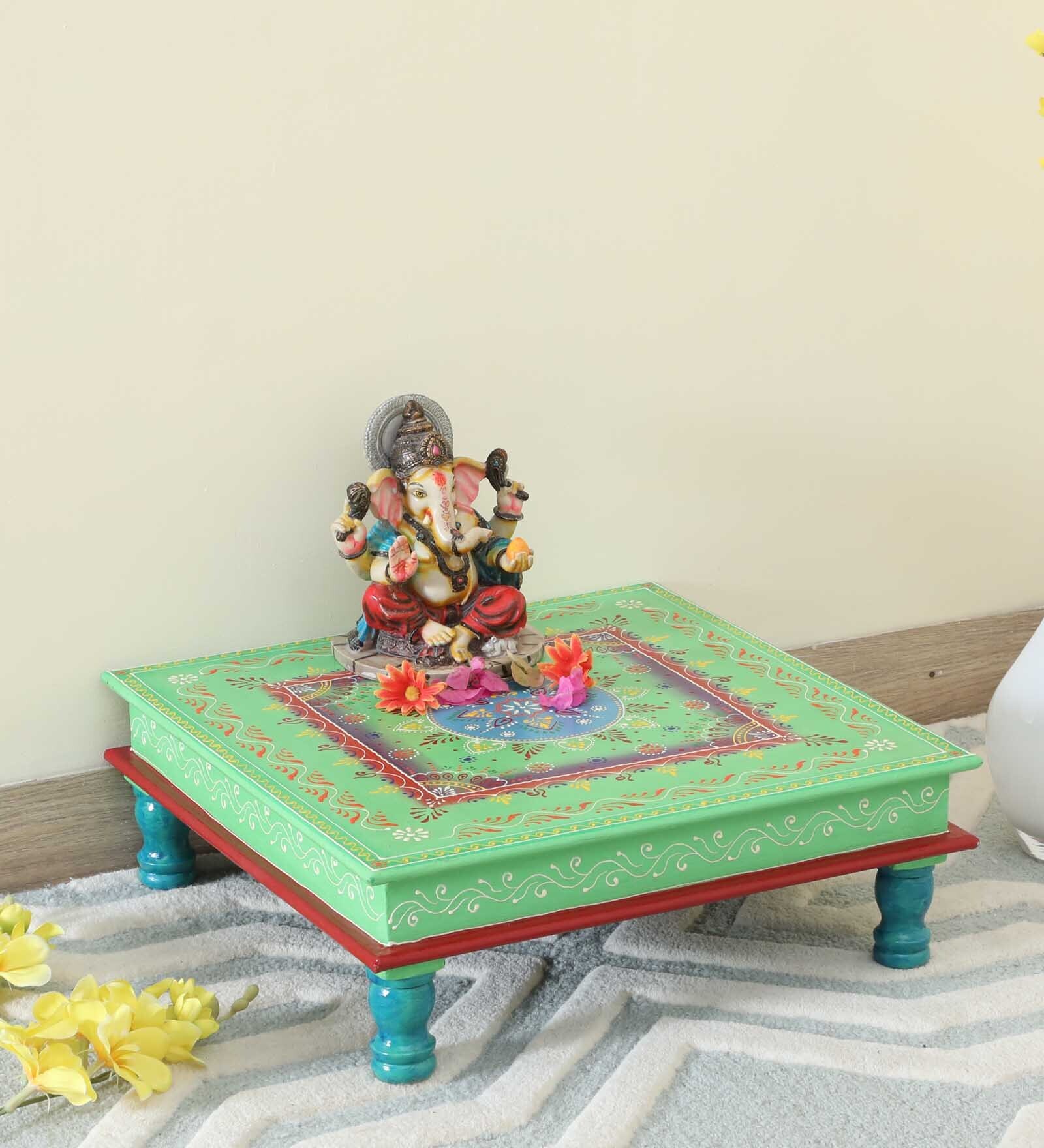 Buy MDF & Mango Wood Green Handpainted Chowkies at 43% OFF by Ujjwal ...