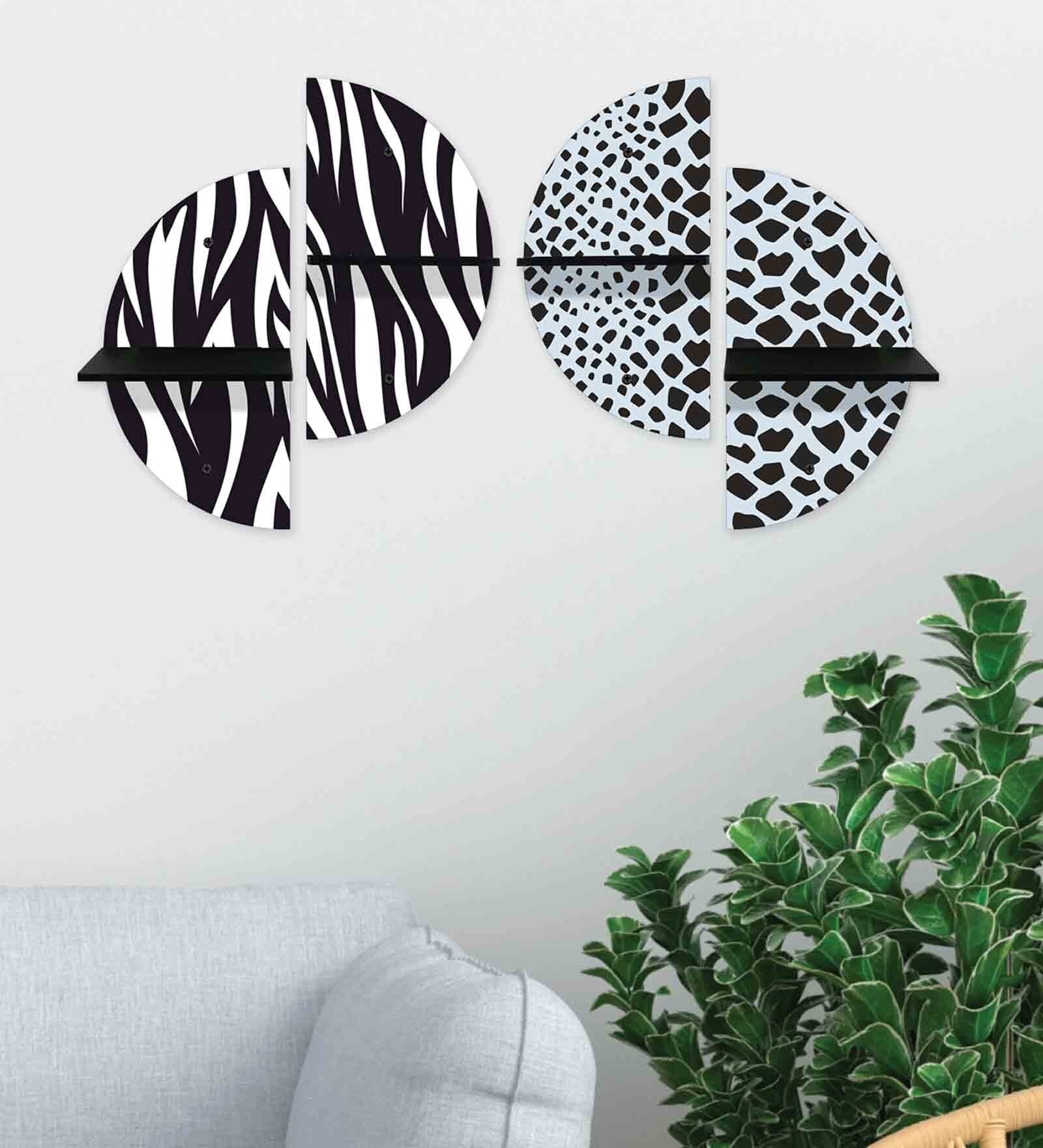 Buy MDF Animal Printed Black & White Sports & Stripes Semi Circular ...