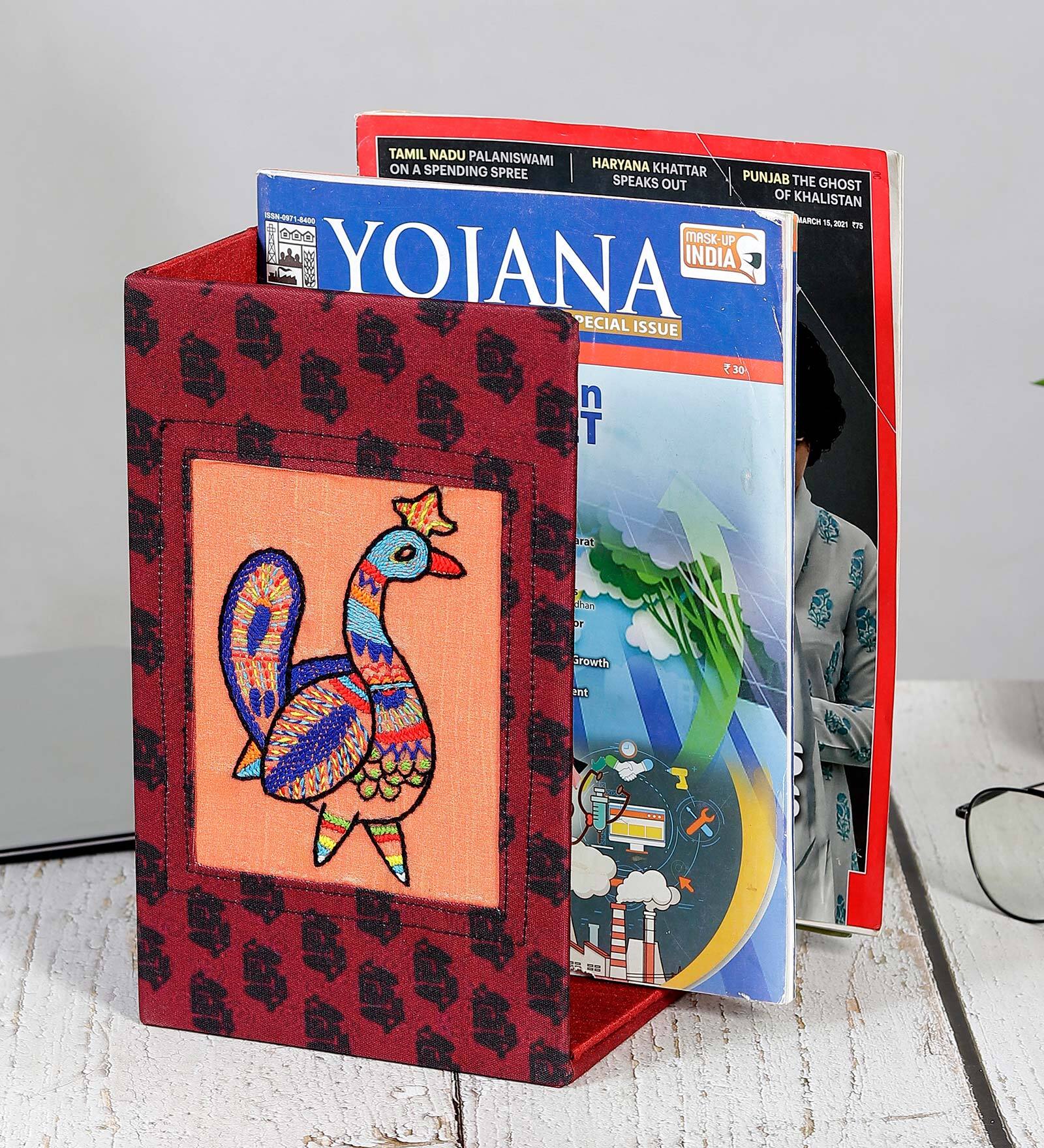 Buy MDF Bird Hand Embroidered Book Case In Maroon By Indha at 17% OFF ...