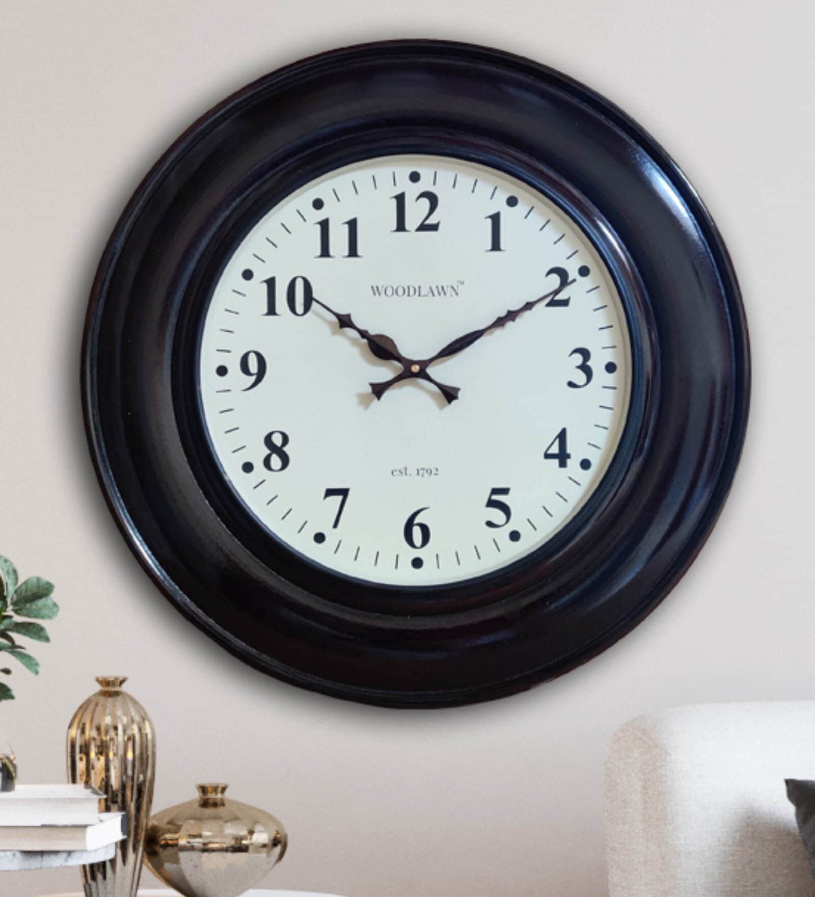 Buy MDF Black Polish Round Antique Wall Clock at 40% OFF by Hanable ...