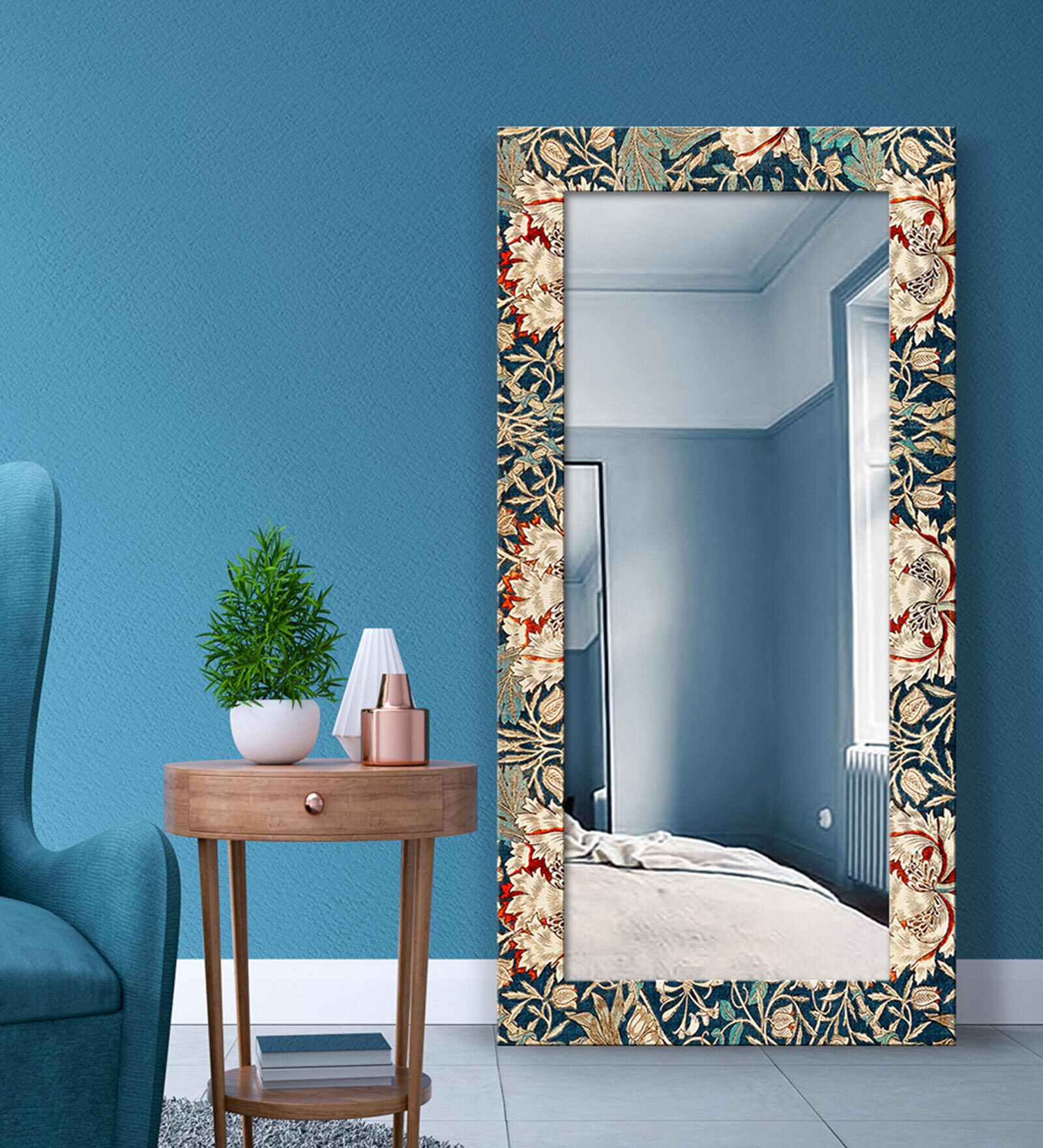 Buy MDF Bohemia Floral 4 Ft Floor Mirror at 20% OFF by 999Store | Pepperfry