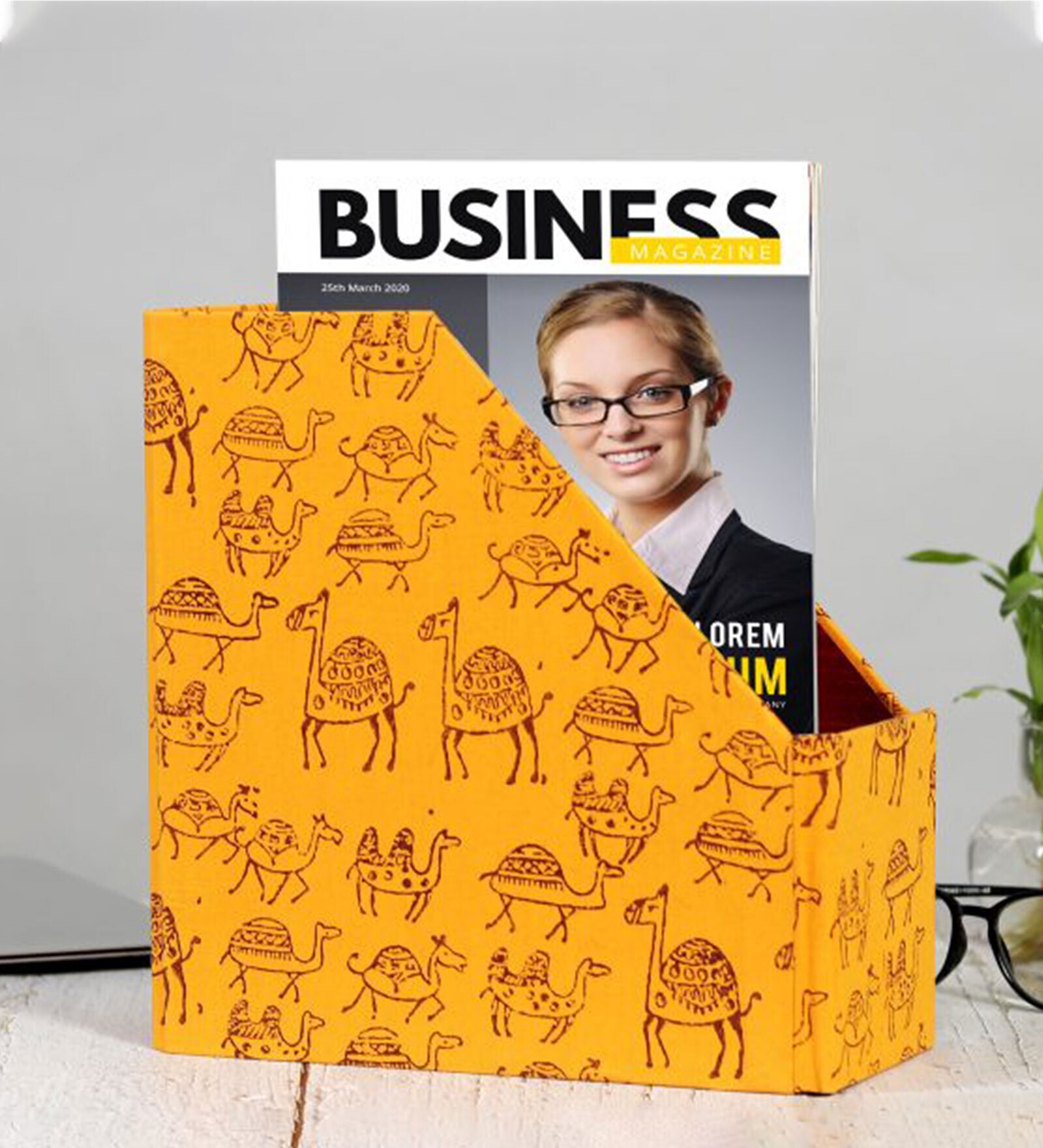 Buy MDF Camel Print Magazine Holder In Mustard By Indha at 31% OFF by ...