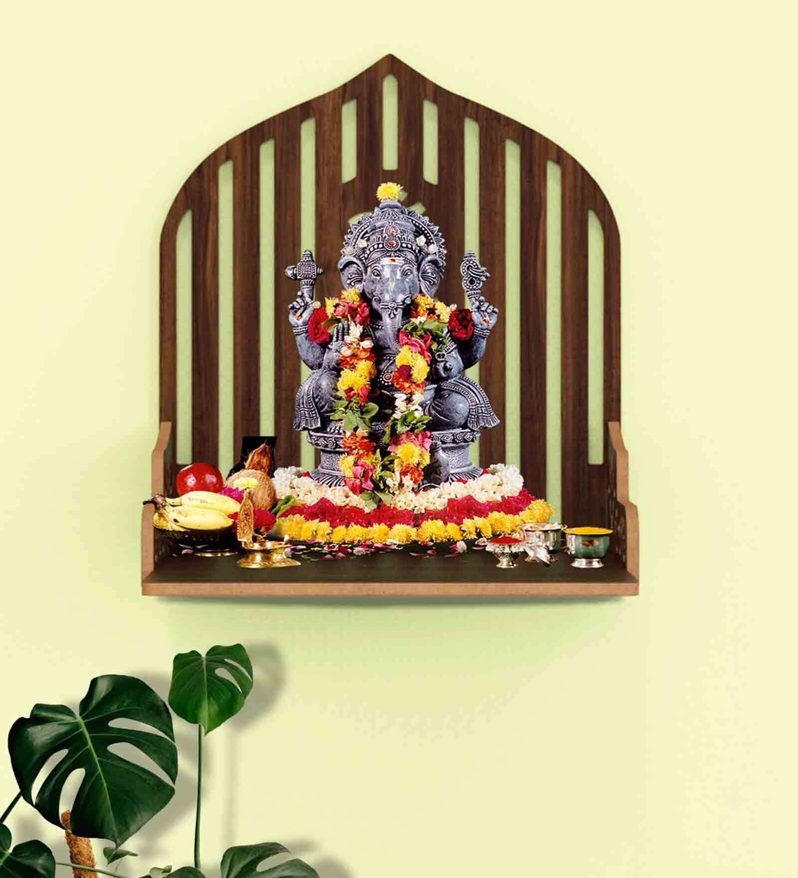 Buy Mdf Dark Brown Om Pooja Shelves By Home Sparkle at 31% OFF by Home ...
