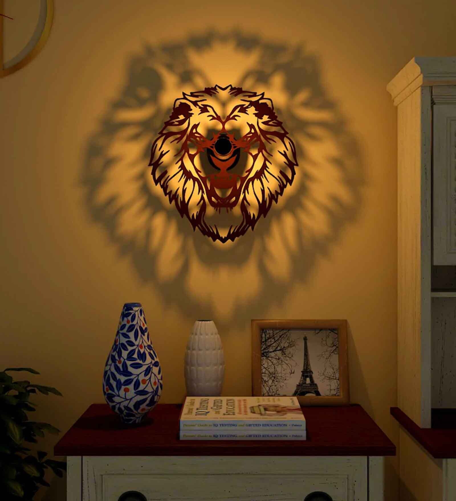 Buy MDF Lion Face Creative Shadow lamp By Wallmantra at 52% OFF by ...