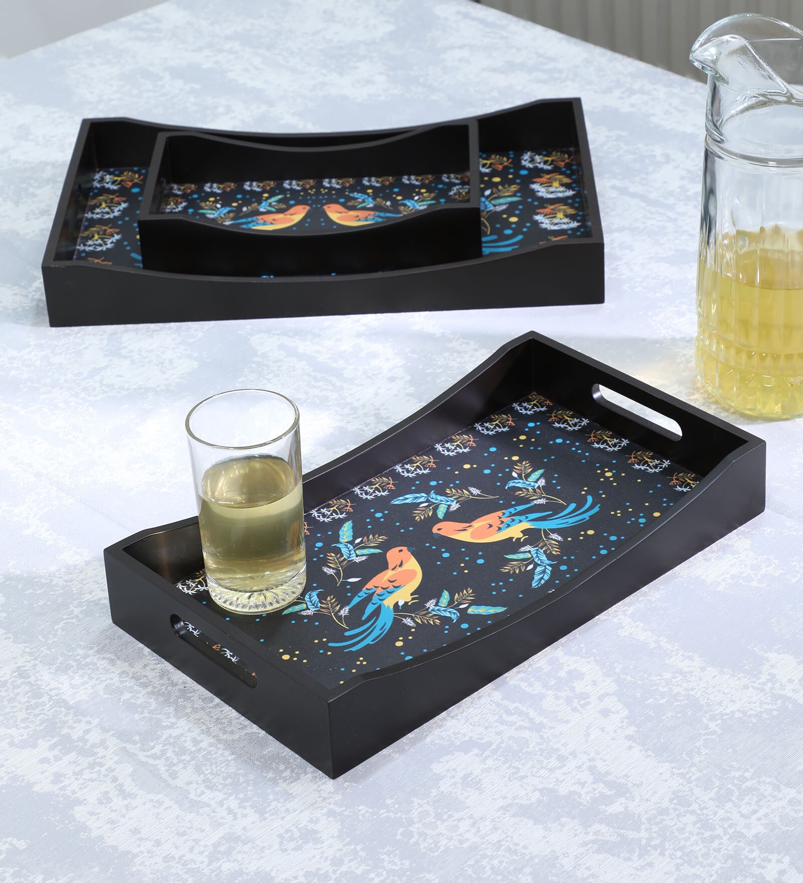 Buy Wooden Rectangle Serving Trays Set of 3 by Crayton Online - Tray ...