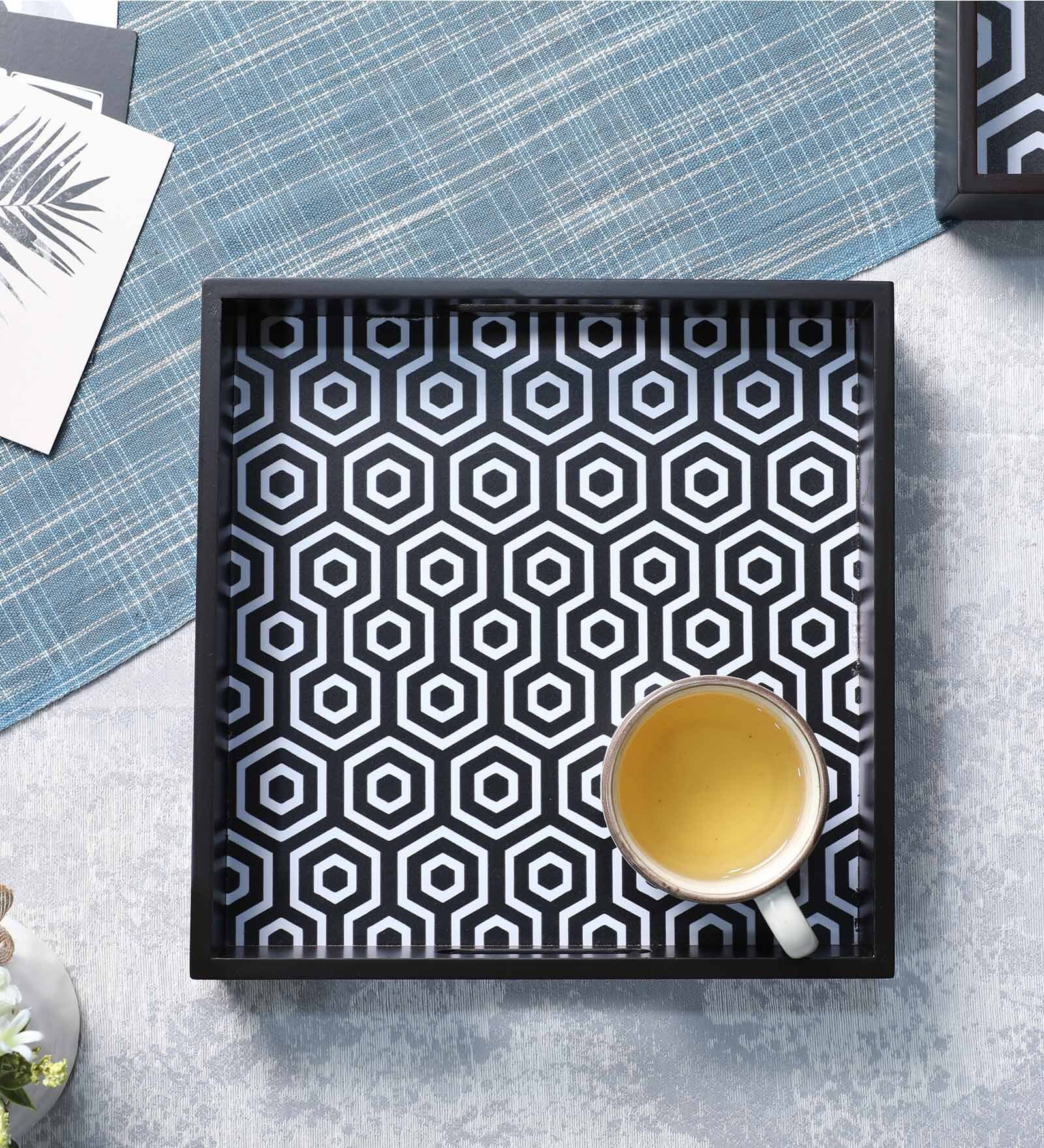 Buy Square Black 7 White Wood Serving Tray at 36% OFF by Crayton ...