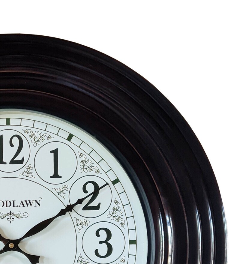 Buy MDF Black Polish Round Antique Wall Clock By Woodlawn Online ...